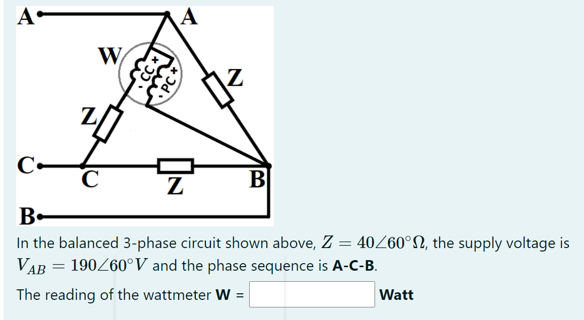 Solved W C. С z B B- In the balanced 3-phase circuit shown | Chegg.com