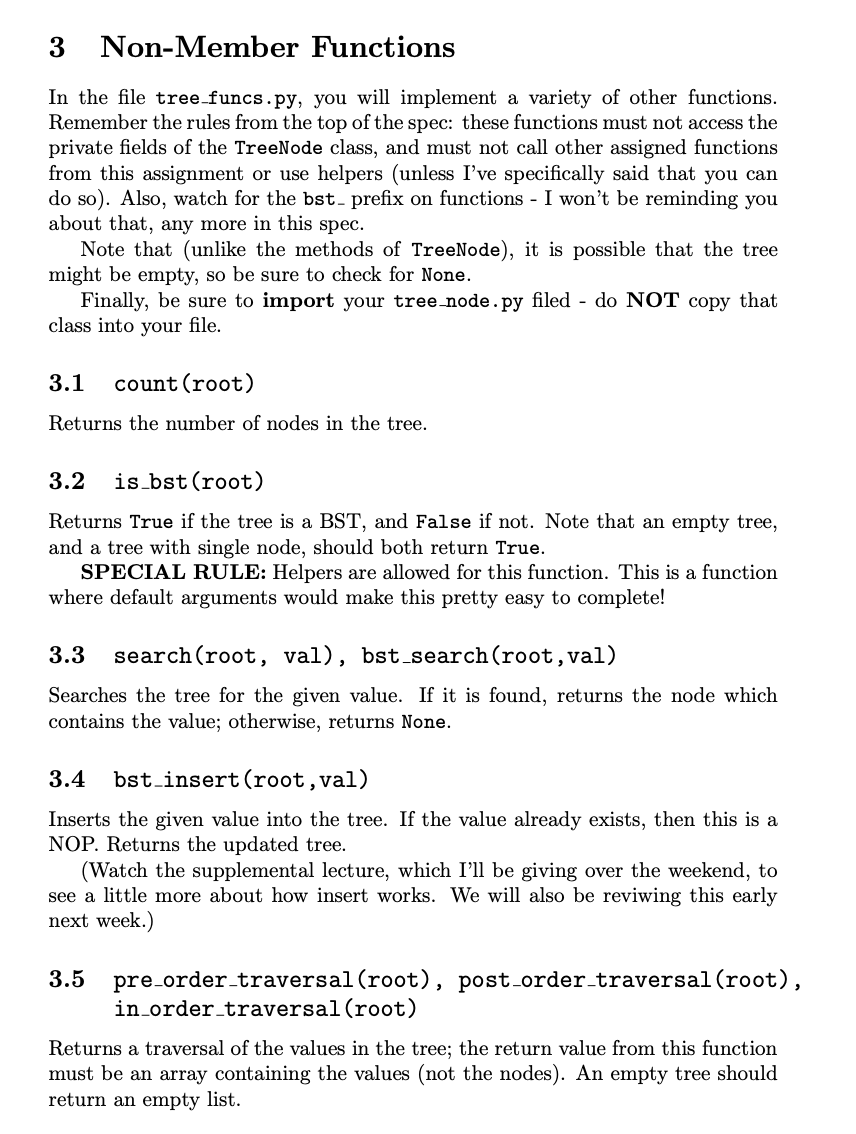 Solved 3 Non-Member Functions In the file tree-funcs.py, you | Chegg.com