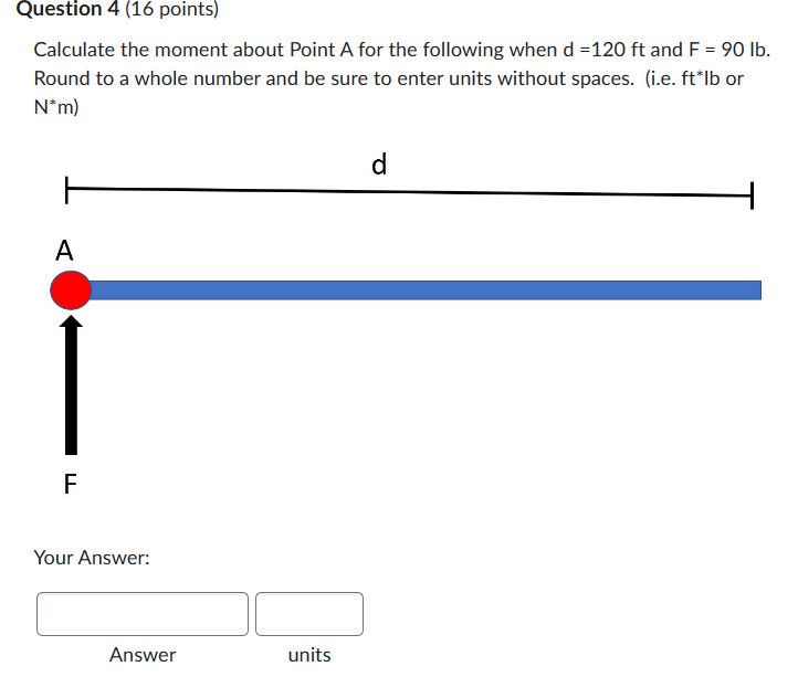 Question 4 (16 ﻿points)Calculate the moment about | Chegg.com