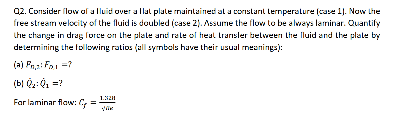 Solved Q2. Consider flow of a fluid over a flat plate | Chegg.com