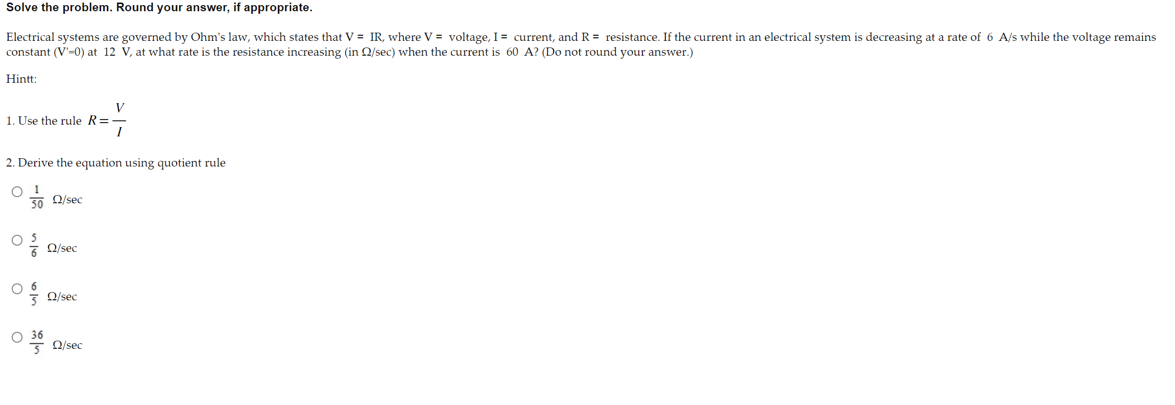 Solved constant (V′=0) at 12 V, at what rate is the | Chegg.com