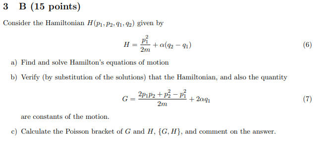 Solved 3 B (15 points) Consider the Hamiltonian H (P1, | Chegg.com