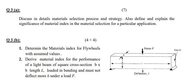 Solved Q3 (a): Discuss in details materials selection | Chegg.com