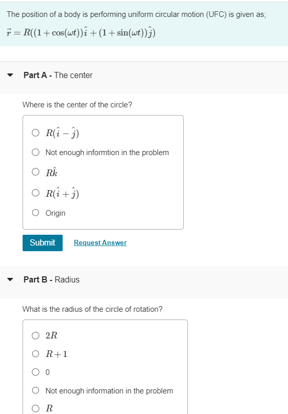 Solved The position of a body is performing uniform circular | Chegg.com