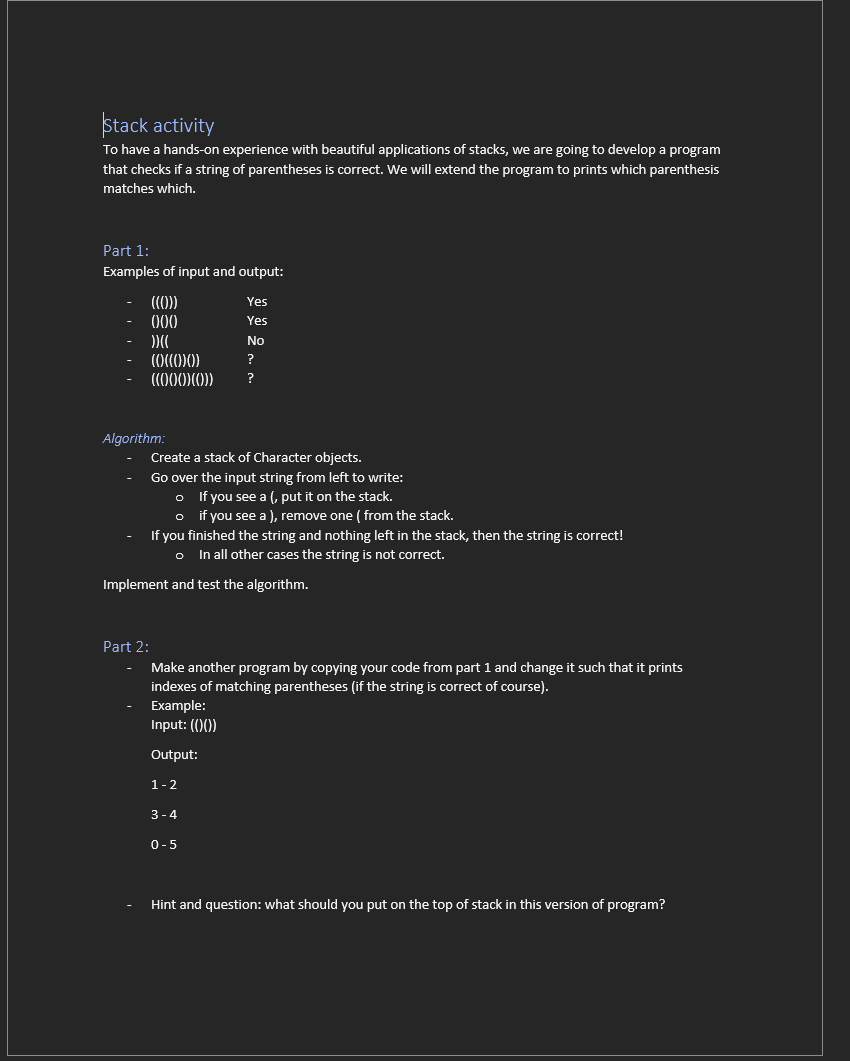 Solved Stack activity To have a hands-on experience with | Chegg.com