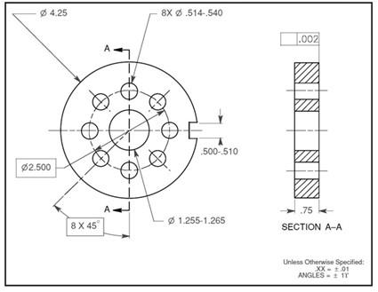 Solved Make the eight-hole pattern position to some datums | Chegg.com