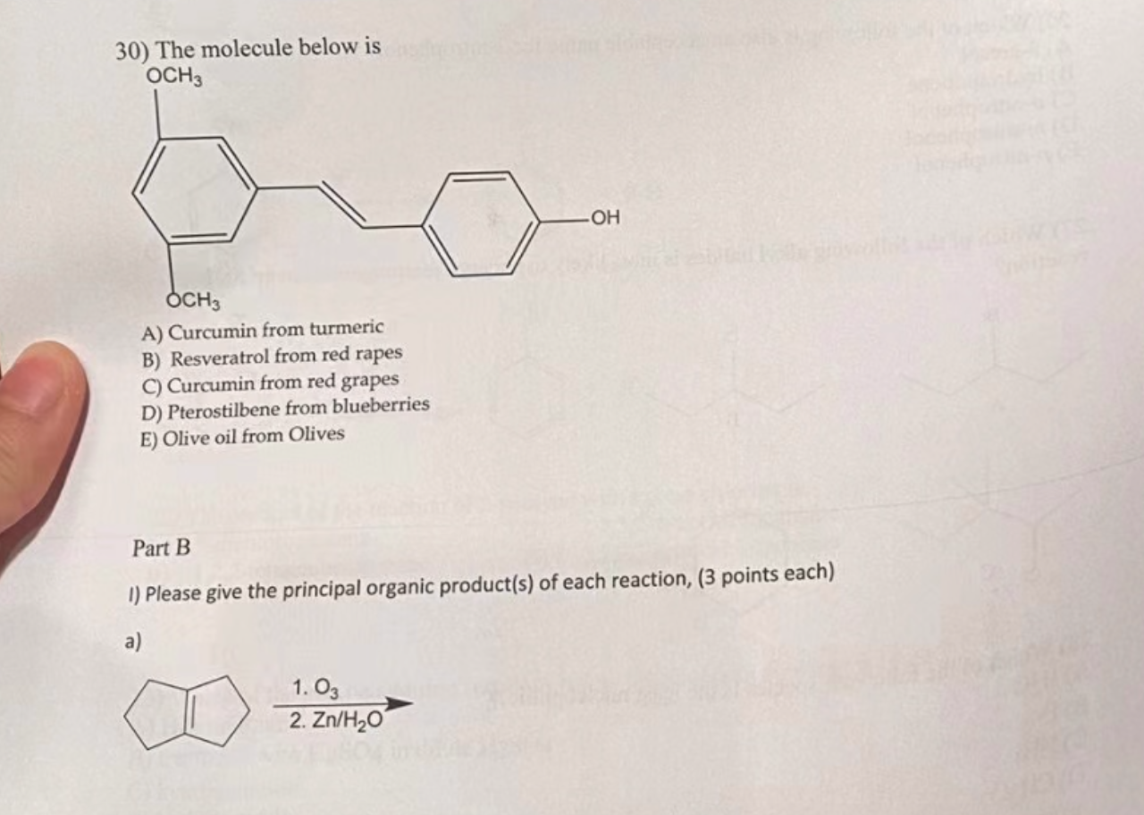Solved 30) The molecule below is OCH 3 OH OCH3 A) Curcumin | Chegg.com