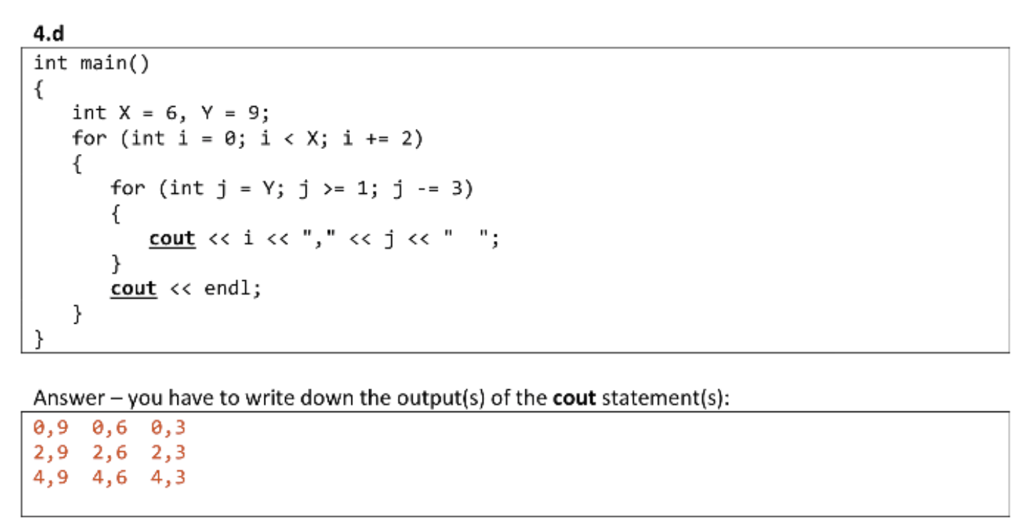 Solved = 4.d int main() { int X 6, Y = 9; for (int i 0; i