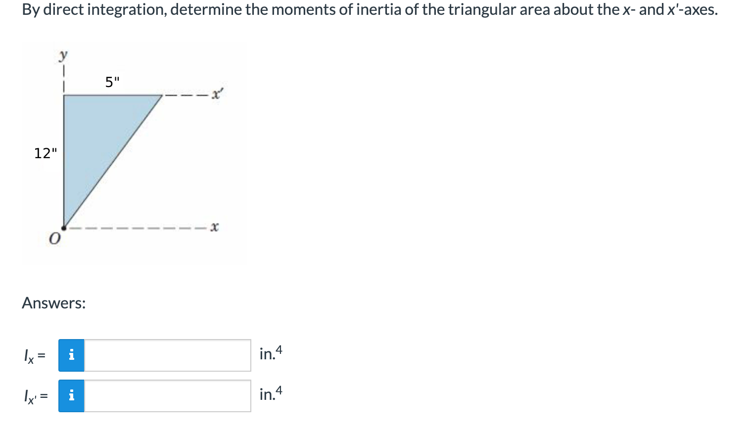 Solved By direct integration, determine the moments of | Chegg.com
