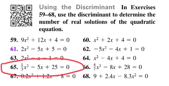 Solved Using the Discriminant In Exercises 59-68. use the | Chegg.com