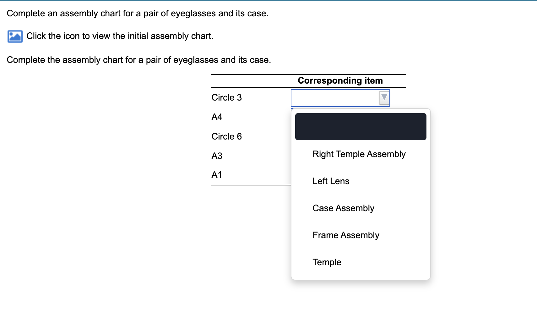 Solved Complete an assembly chart for a pair of eyeglasses | Chegg.com