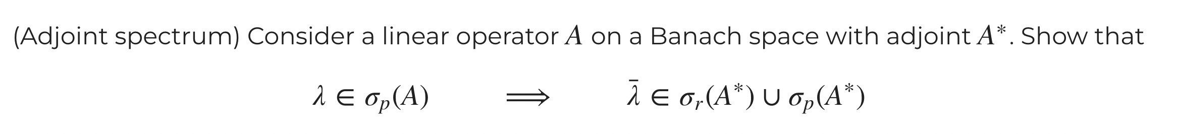 Solved (Adjoint spectrum) Consider a linear operator A on a | Chegg.com