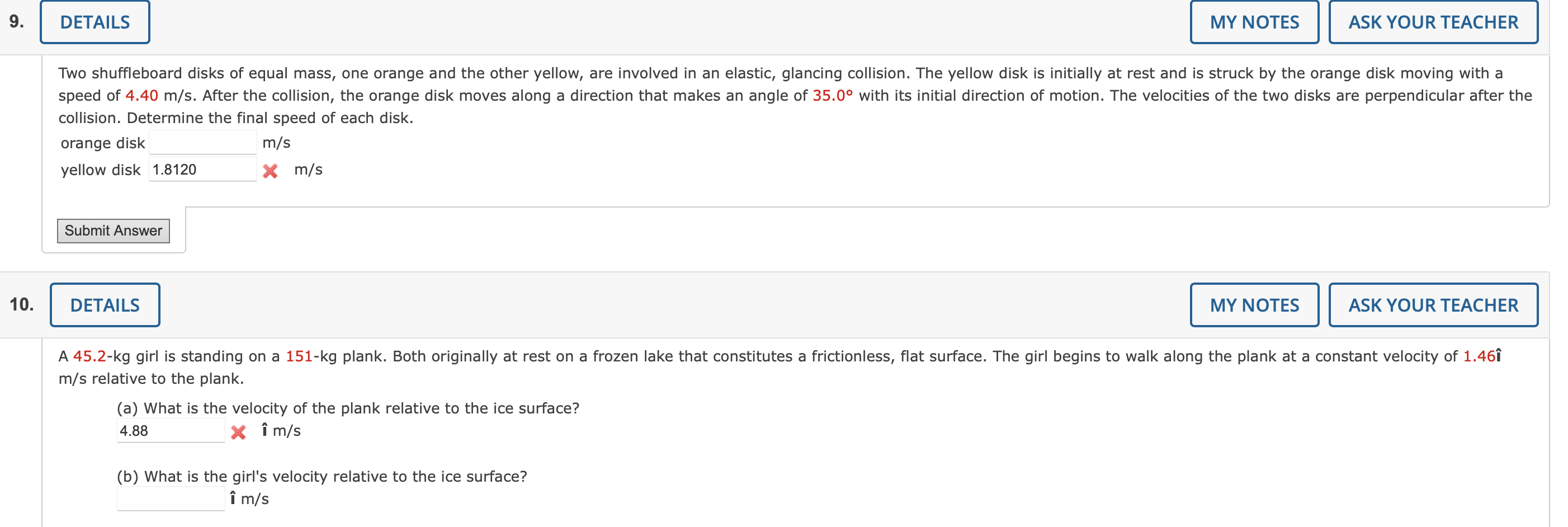 Solved collision. Determine the final speed of each disk. | Chegg.com