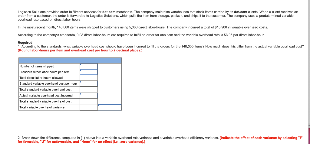 Solved Logistics Solutions provides order fulfillment | Chegg.com