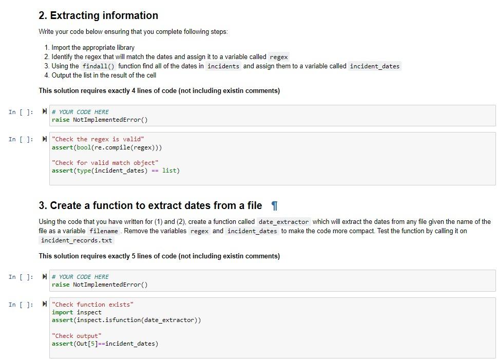 Solved 2. Extracting information Write your code below | Chegg.com