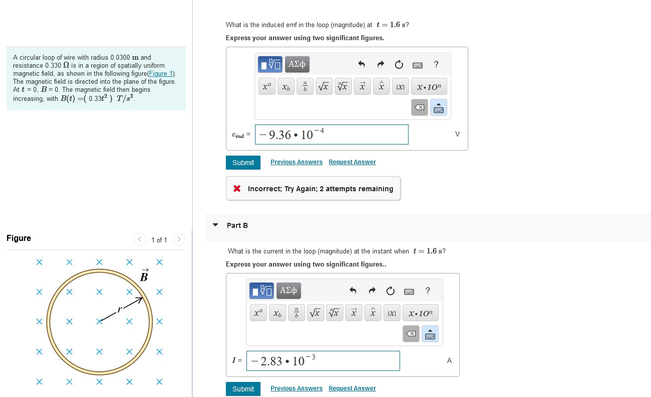 Solved What is the induced emf in the loop (magnitude) at | Chegg.com