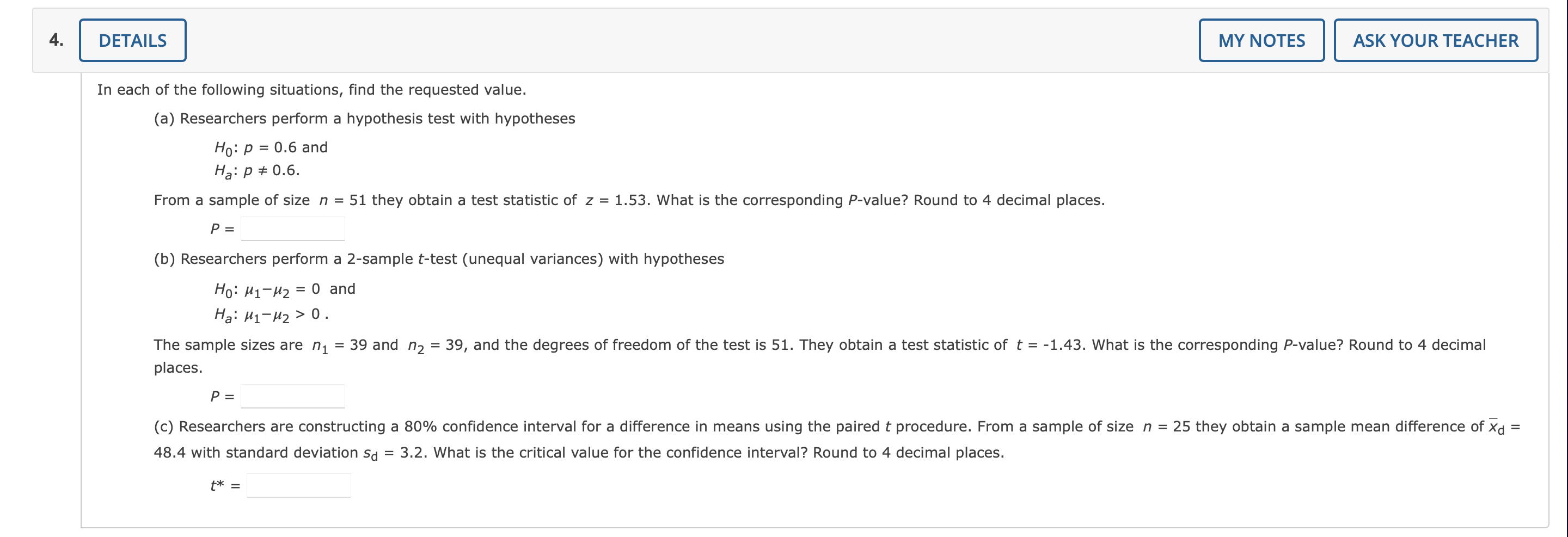 Solved In each of the following situations, find the | Chegg.com