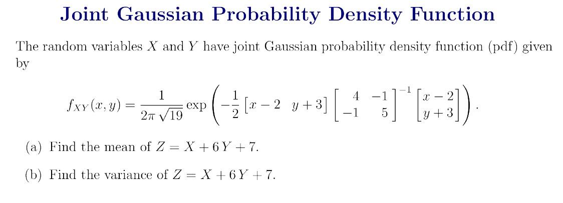 Solved Joint Gaussian Probability Density Function The | Chegg.com