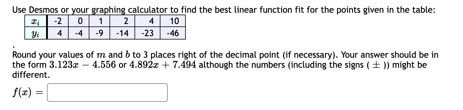 Solved Use Desmos or your graphing calculator to find the | Chegg.com