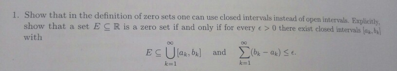 Solved 1. Show that in the definition of zero sets one can | Chegg.com