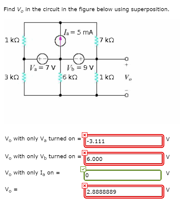 Solved Find V, in the circuit in the figure below using | Chegg.com