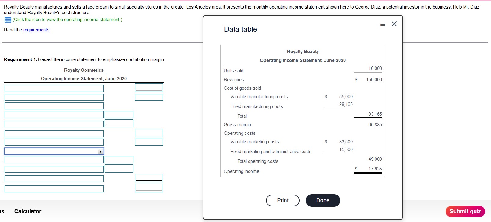 Solved Read the requirements. Data table Requirement 1. | Chegg.com