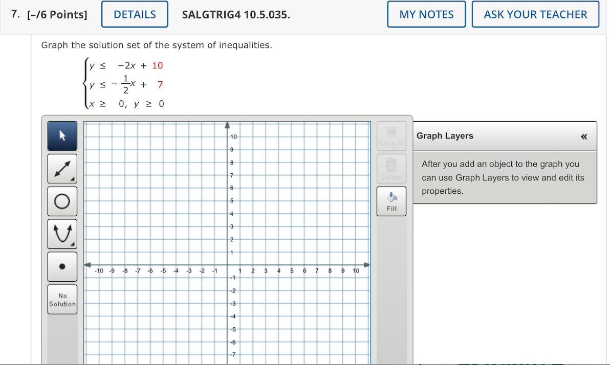 Solved [-/6 ﻿Points]SALGTRIG4 10.5.035.1.Graph the solution | Chegg.com