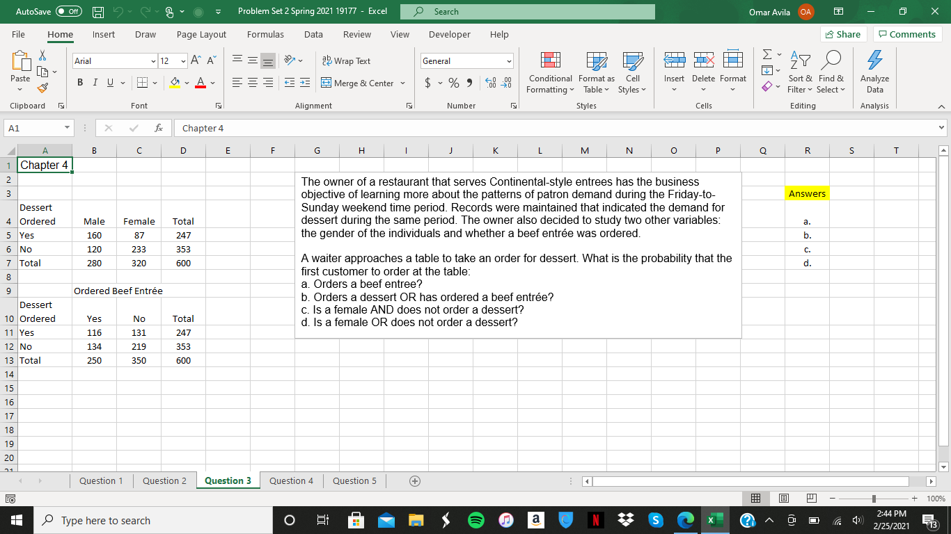 Solved AutoSave Off Have Problem Set 2 Spring 2021 19177 - | Chegg.com