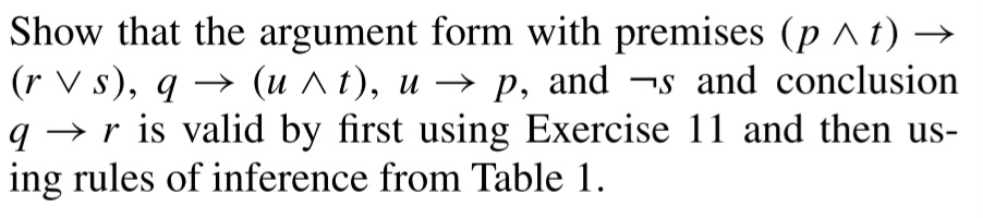 Solved Show that the argument form with premises (p∧t)→ | Chegg.com