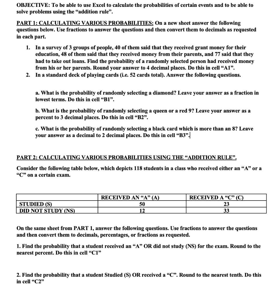 Solved Needs to be on an excel file. Please show what it | Chegg.com