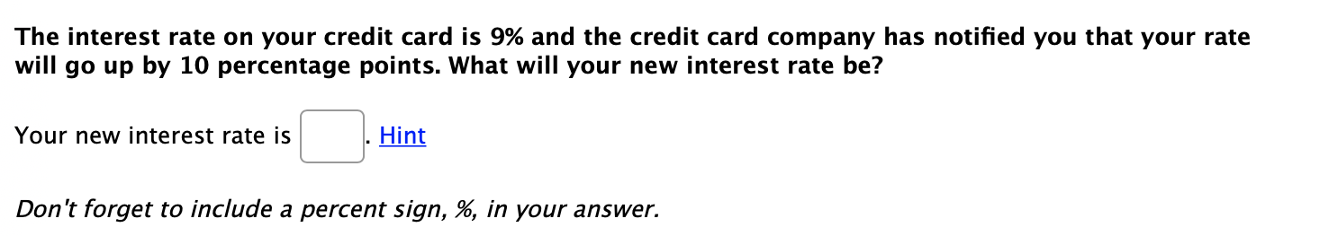 Solved The interest rate on your credit card is 9% and the | Chegg.com