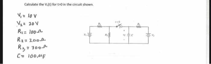 Solved Calculate the Vdt) for tb0 in the circuit shown. V 20 | Chegg.com