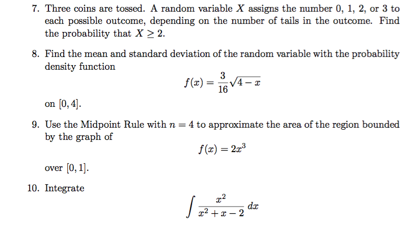 Solved 7. Three coins are tossed. A random variable X | Chegg.com