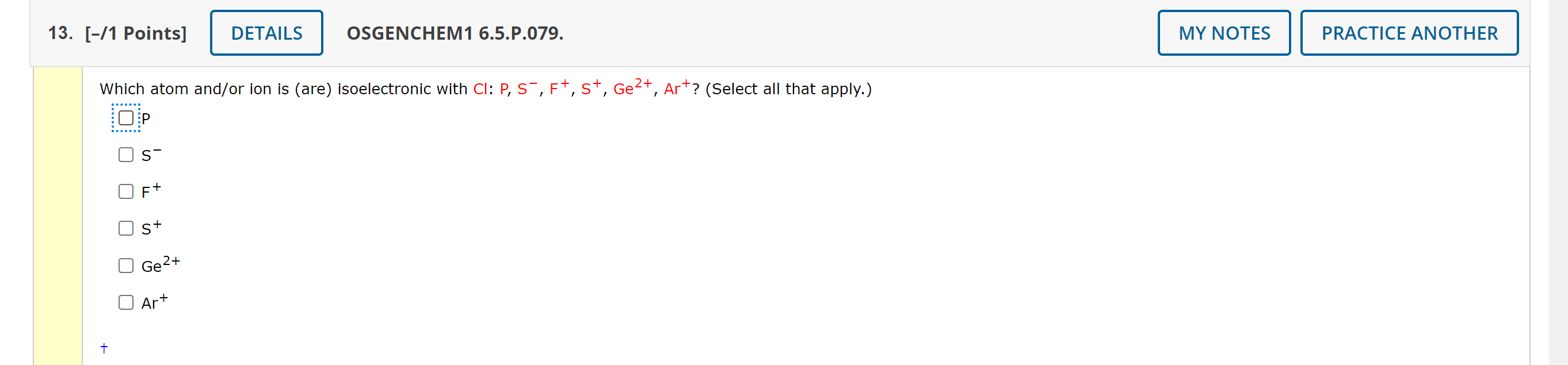 Solved 13. [-/1 Points] DETAILS OSGENCHEM1 6.5.P.079. MY | Chegg.com