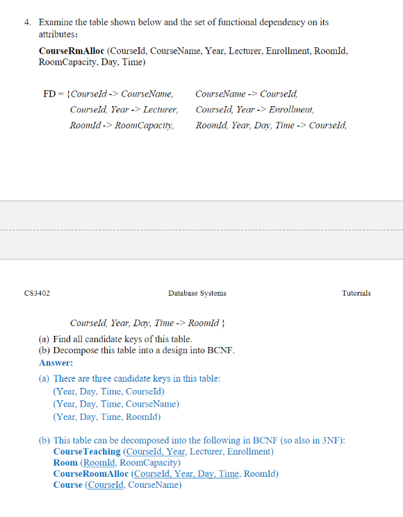 Solved 4. Examine the table shown below and the set of | Chegg.com