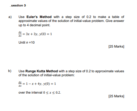 Solved a) Use Euler's Method with a step size of 0.2 to make | Chegg.com