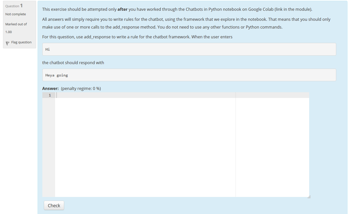 Solved Question 4 Add a chatbot rule to achieve the | Chegg.com