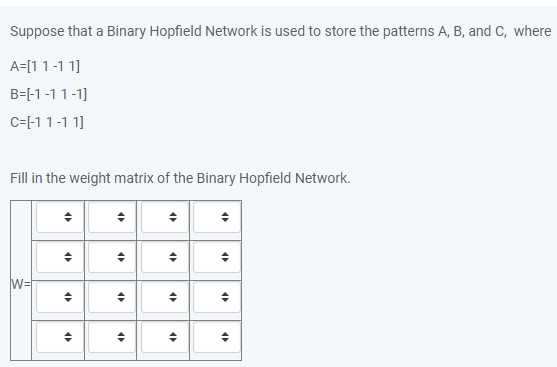 Solved Suppose that a Binary Hopfield Network is used to | Chegg.com