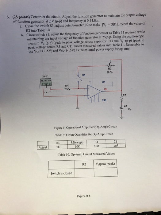 Solved Construct the circuit. Adjust the function generator | Chegg.com