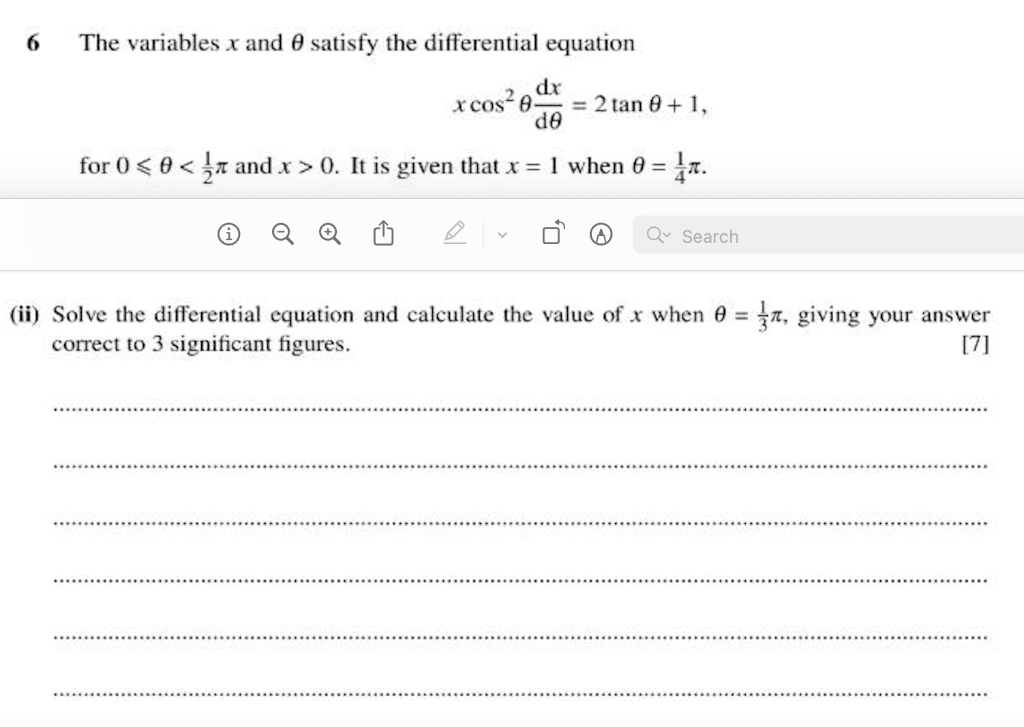 Solved 6 The variables x and θ satisfy the differential | Chegg.com
