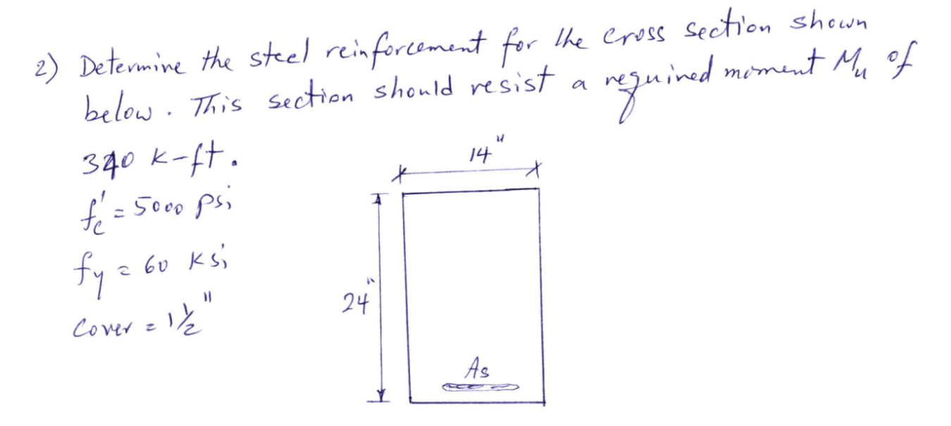 Solved 2) Determine the steel reinforcement for the eross | Chegg.com