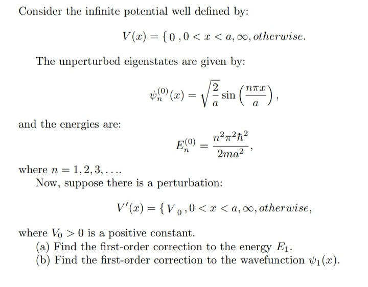 Solved Consider the infinite potential well defined | Chegg.com