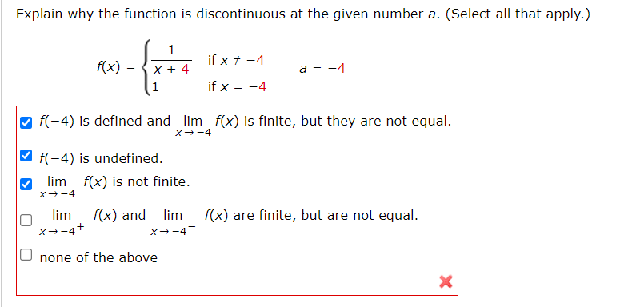 Solved Explain why the function is discontinuous at the | Chegg.com