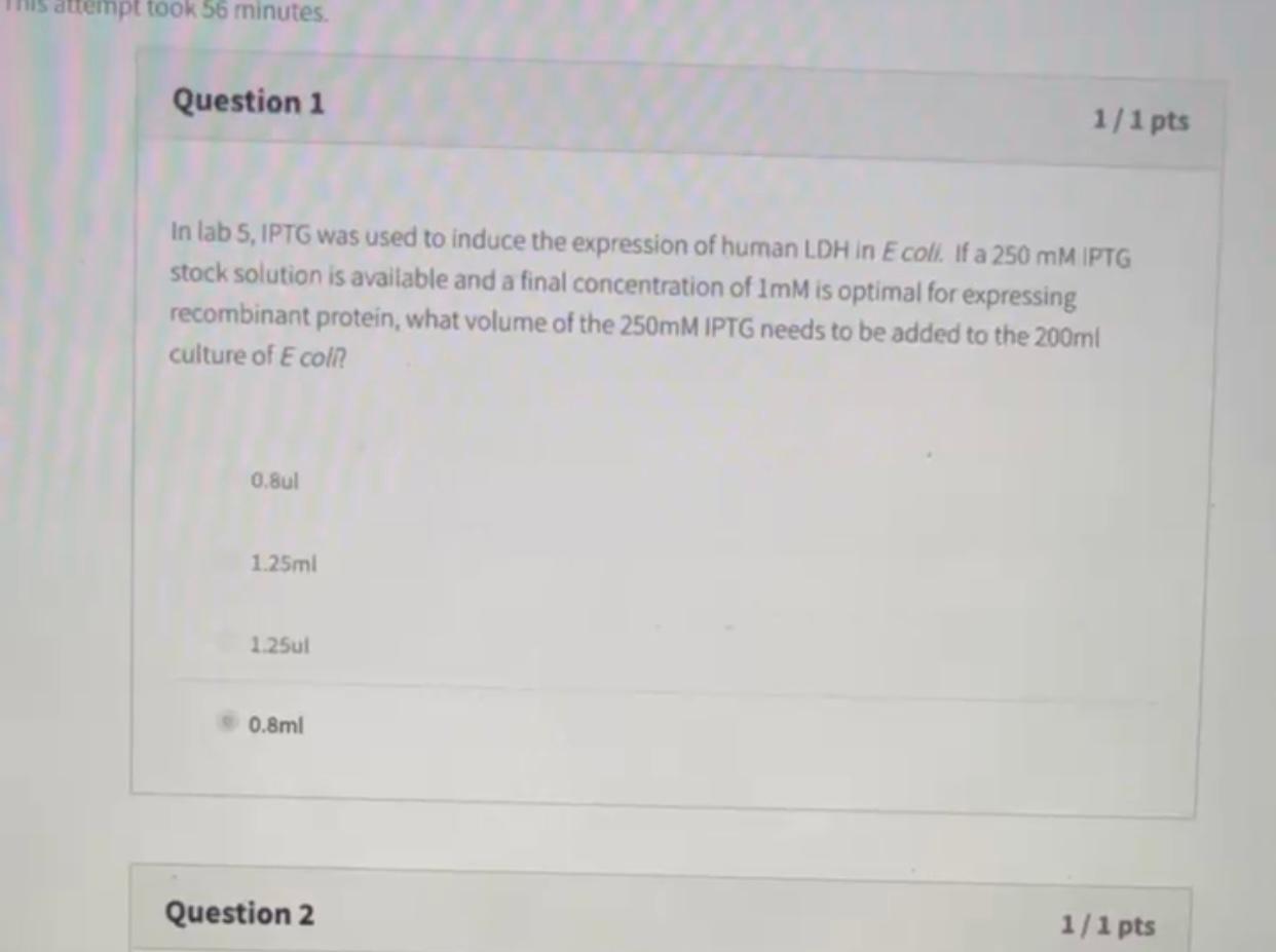 Solved In lab 5, IPTG was used to induce the expression of | Chegg.com