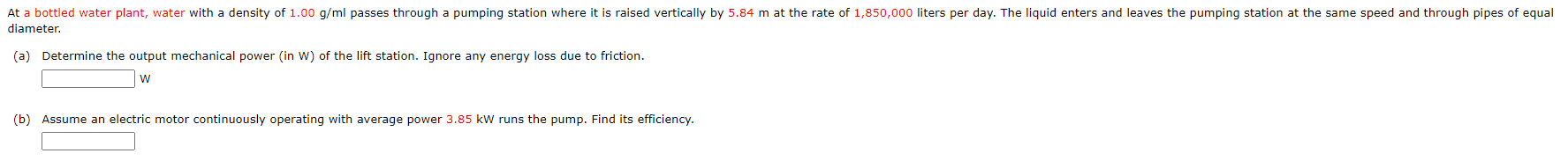 Solved diameter.(a) ﻿Determine the output mechanical power | Chegg.com