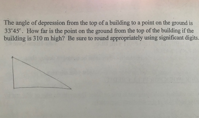 Solved The angle of depression from the top of a building to | Chegg.com