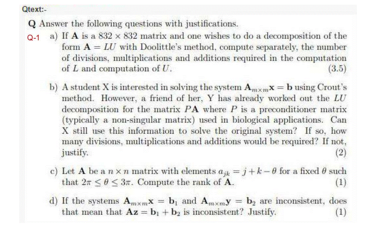Solved Qtext:- Q Answer the following questions with | Chegg.com