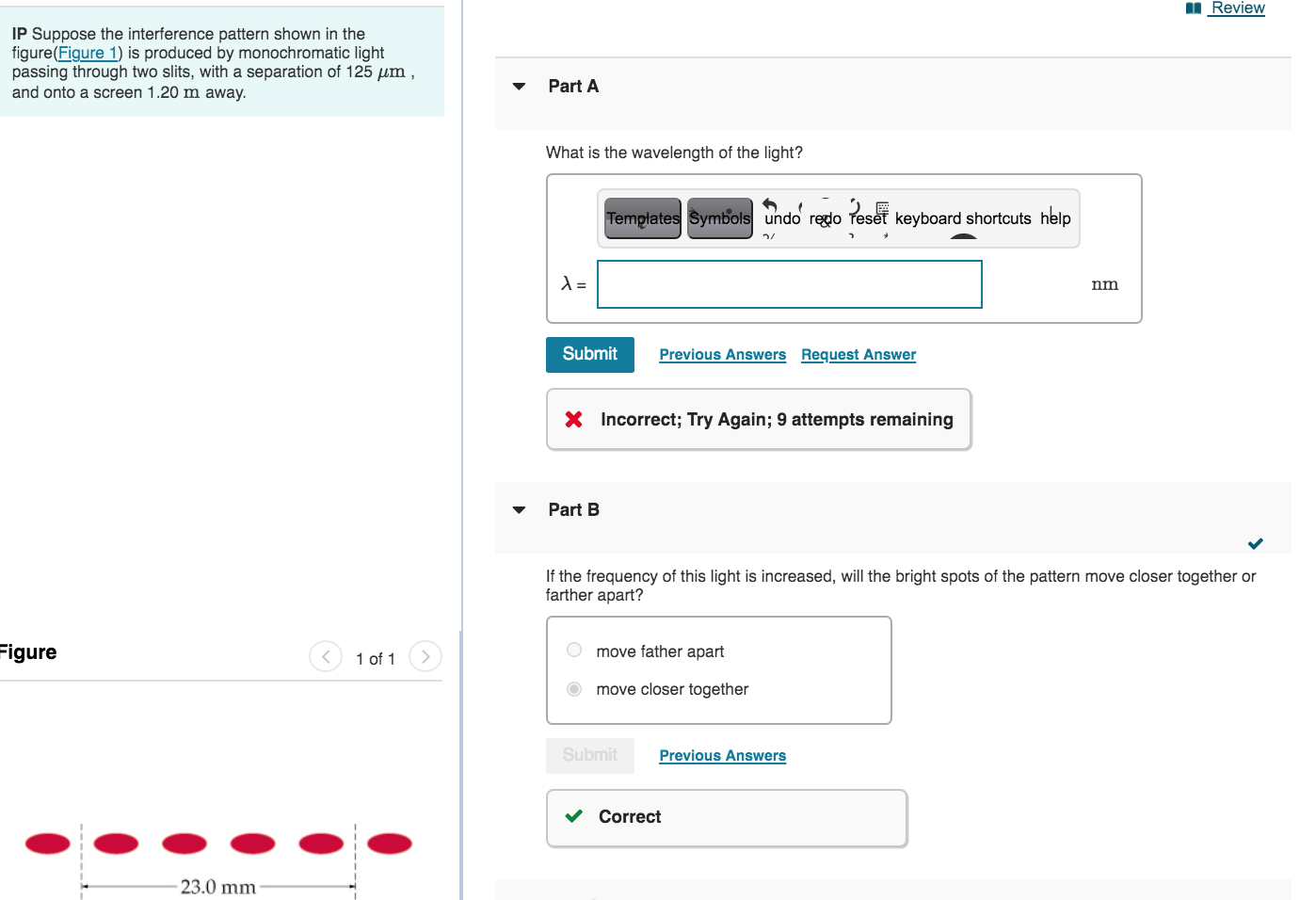 Solved n Review IP Suppose the interference pattern shown in | Chegg.com