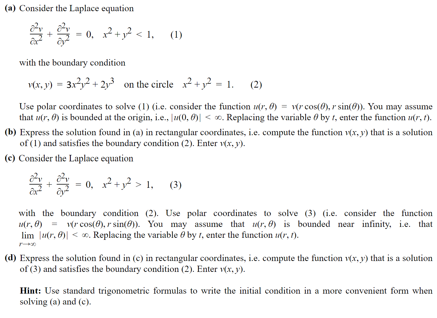 Solved (a) Consider the Laplace equation | Chegg.com