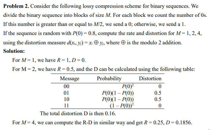 Solved Problem 2. Consider the following lossy compression | Chegg.com